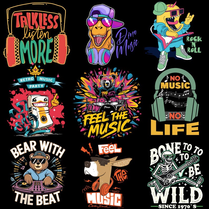 Music Lover Design Bundle - 50 PNG and SVG Files | Music Lover Shirts ...