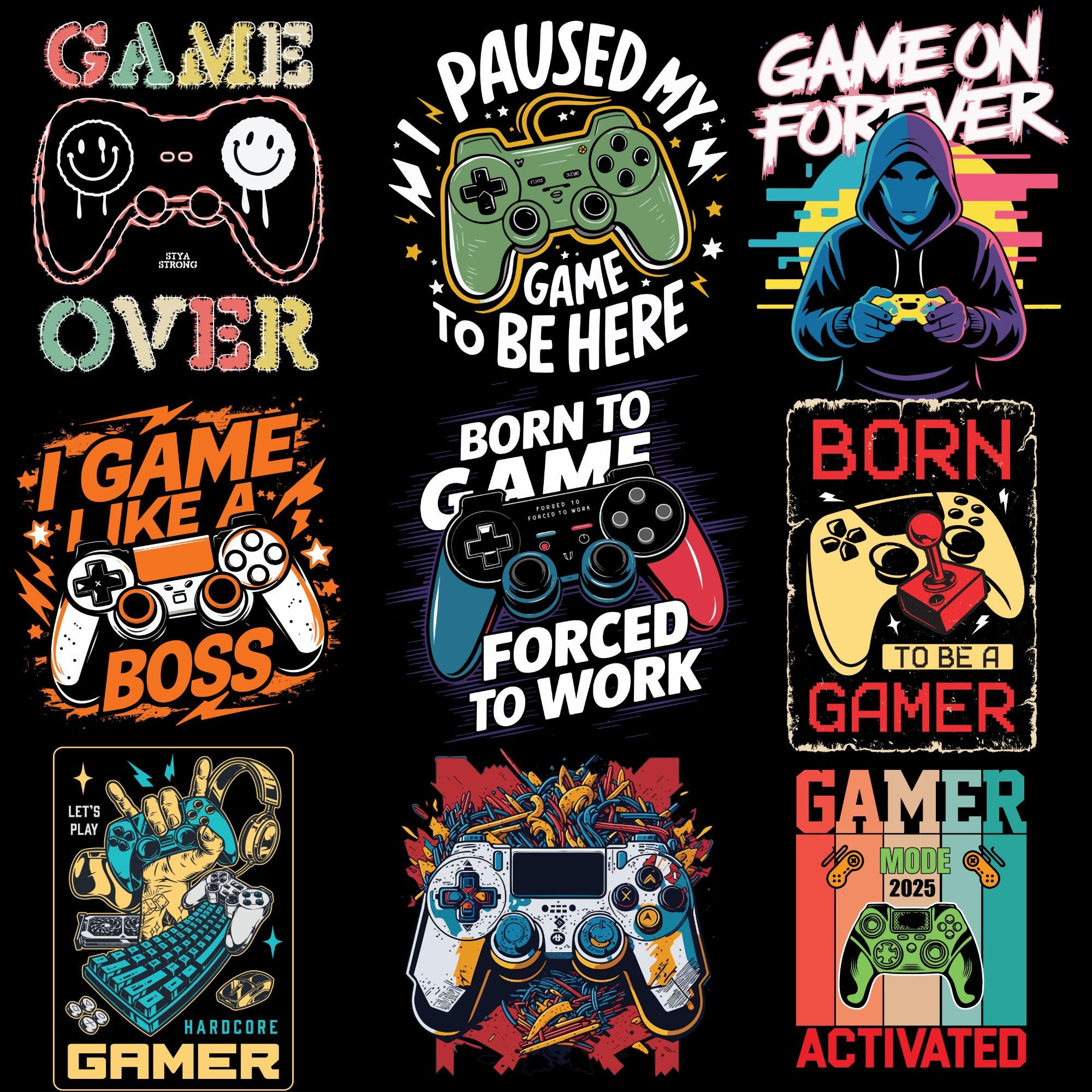 Gamer Design Bundle - 50 PNG and SVG Files | Funny Gamer Saying | Gamer ...