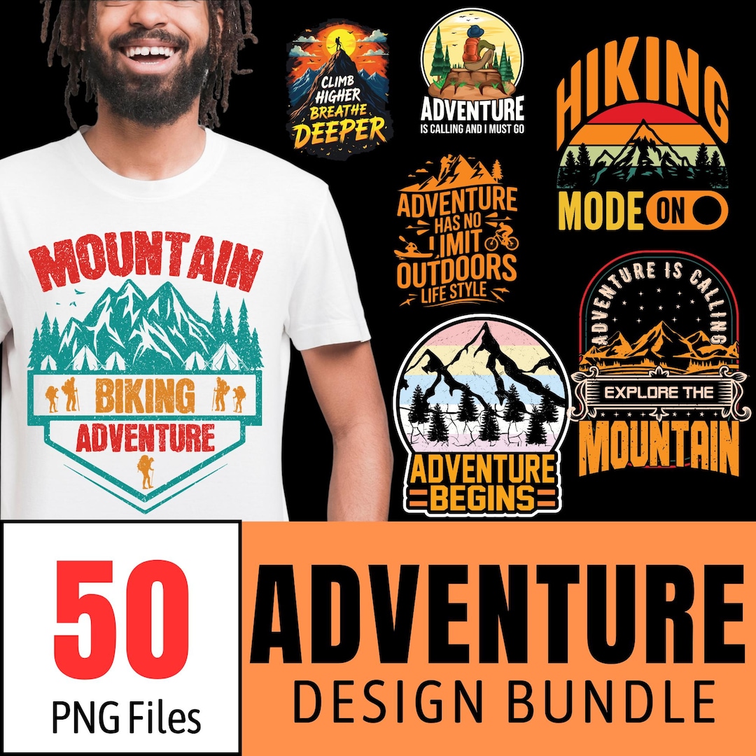Adventure T-shirt Design Bundle: 50 Unique Outdoor PNG Graphics - Etsy