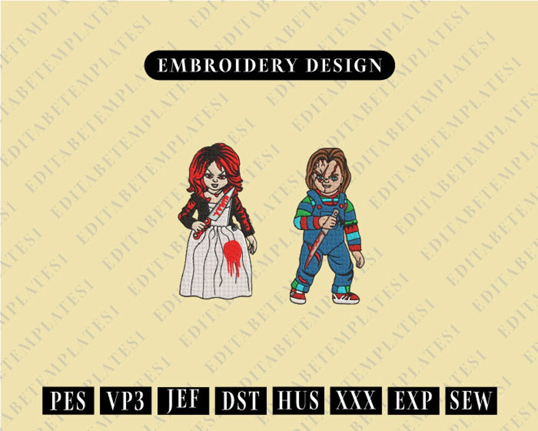 Horror Chucky Tiffney Chibi Embroidery Designs, Call Me Machine Design ...