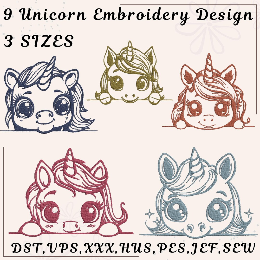 Unicorn Embroidery Designs Unicorn Embroidery Pattern Mini Unicorn Cute ...