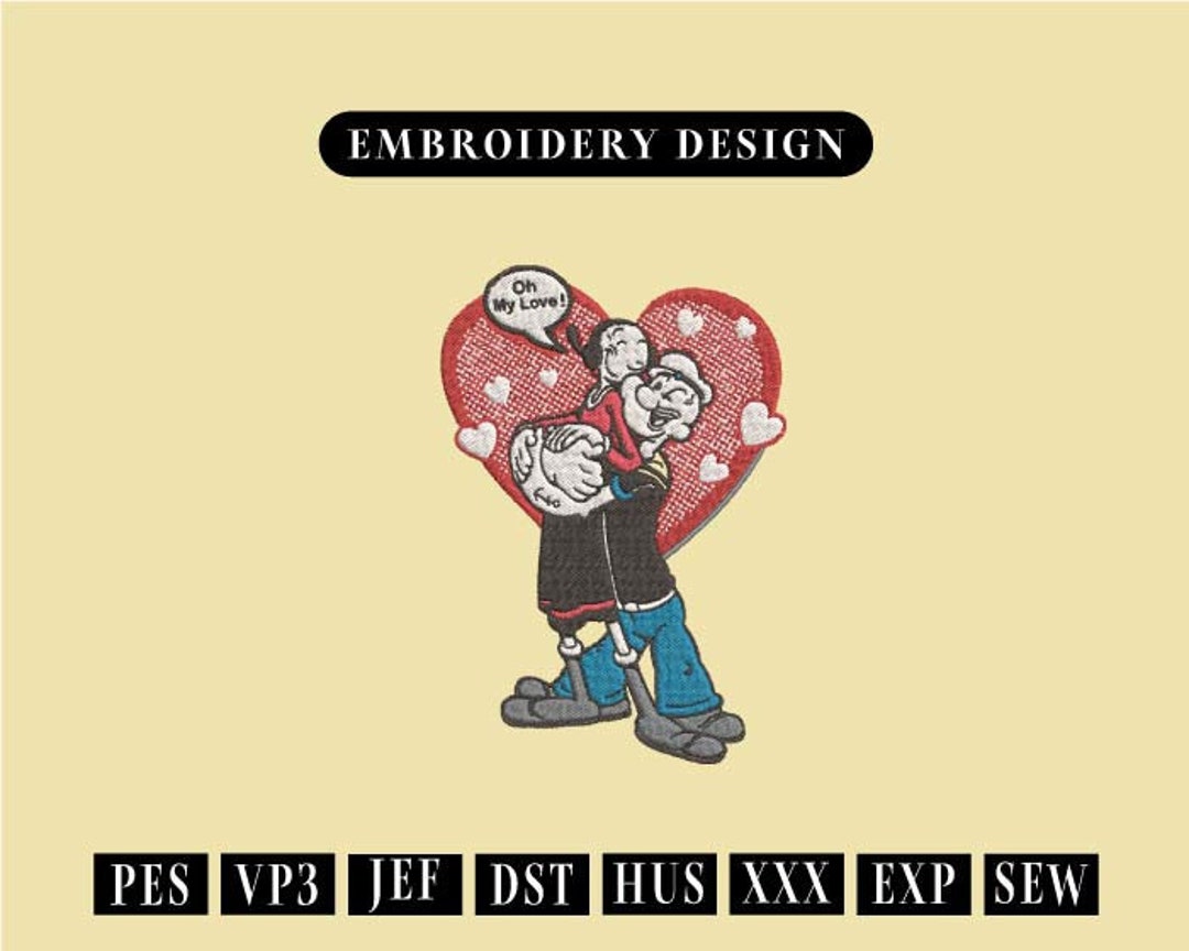 Popeye Girl Cartoon Embroidery Designs, Oh My Love Heart Design Machine ...