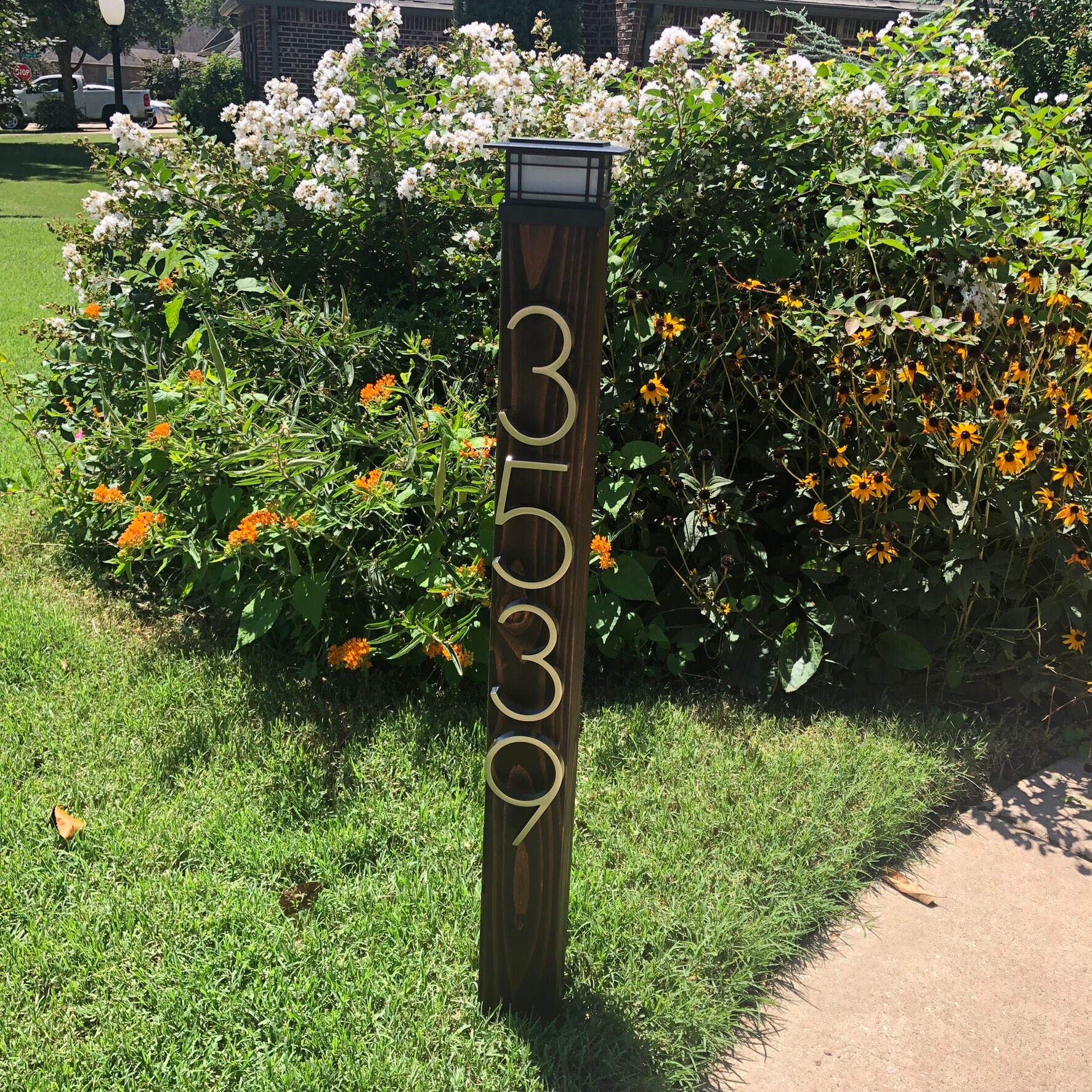 Solar Light Address Post, Floating Address Numbers, Landscape Art ...