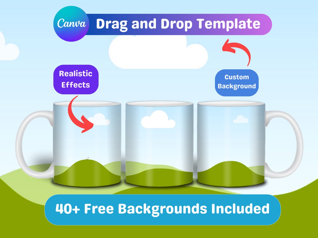 Canva Drag and Drop 11oz Mug Mockup, Canva Mug Mockup, Mug Template ...