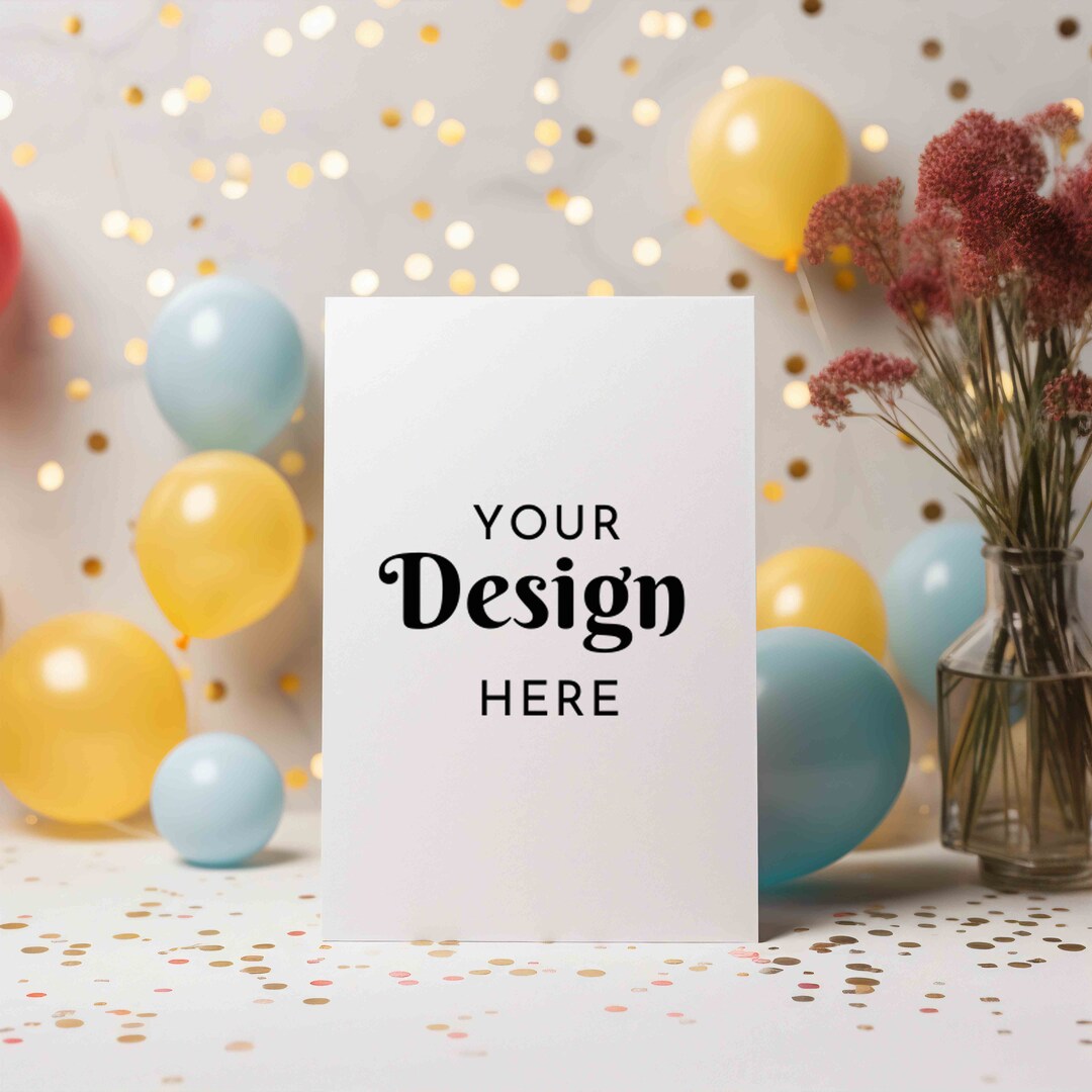 Birthday Card Mockup, 5x7 Card Mockup, Invitation Card Mockup, Birthday ...
