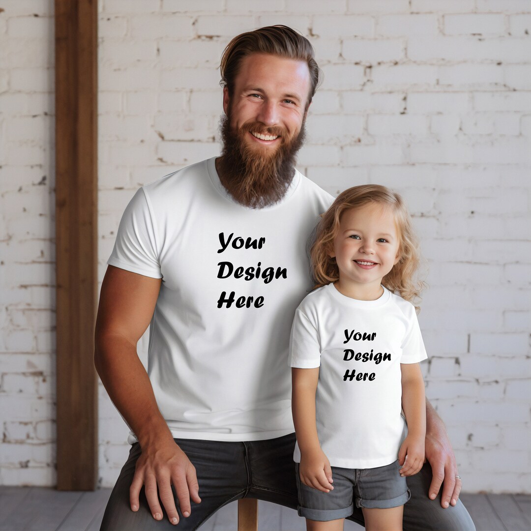 Father Daughter Bella Canvas 3001 White Shirt Family Mockup - Etsy