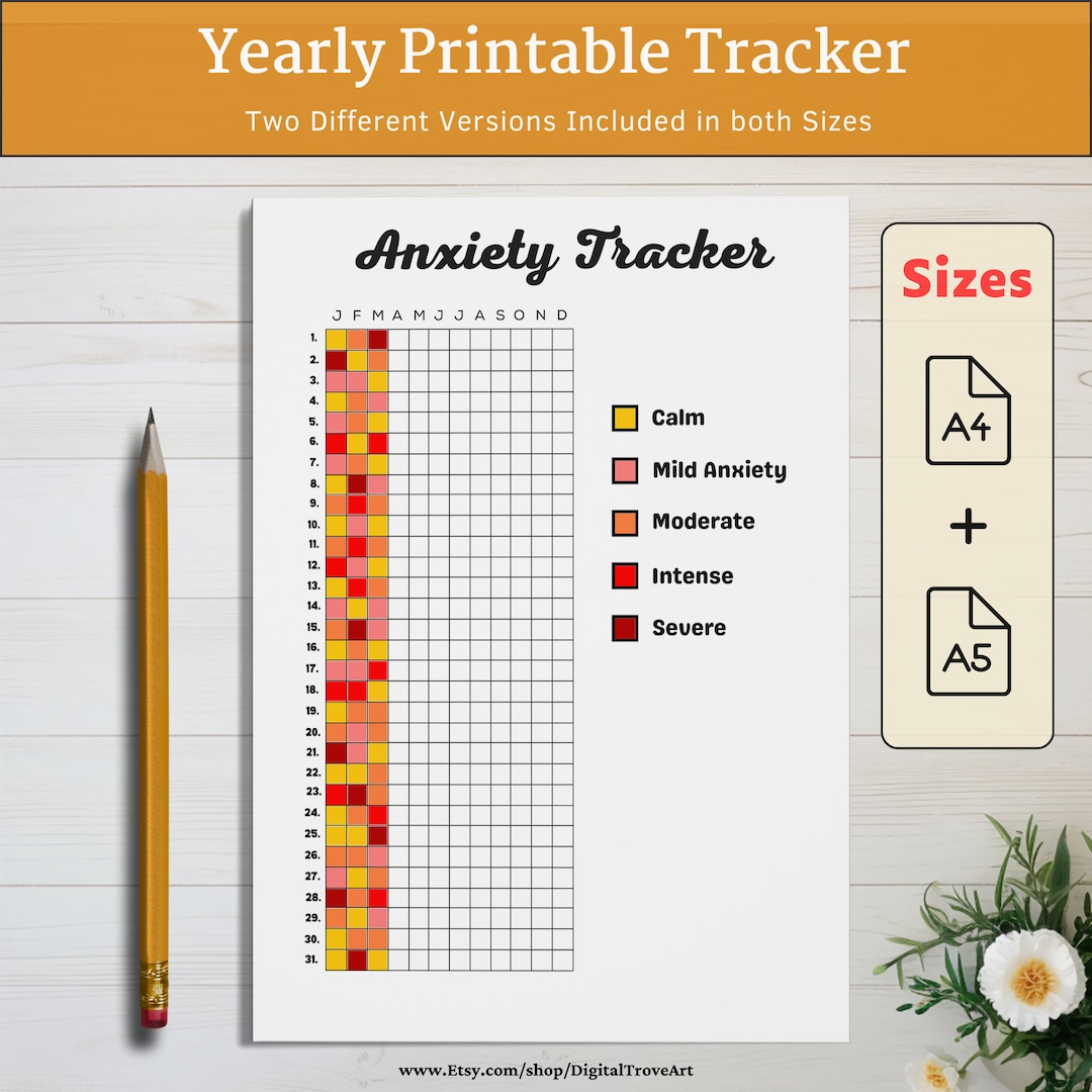 Printable Anxiety Tracker, A4 Journal Page, A5 Journal Page, Printable ...