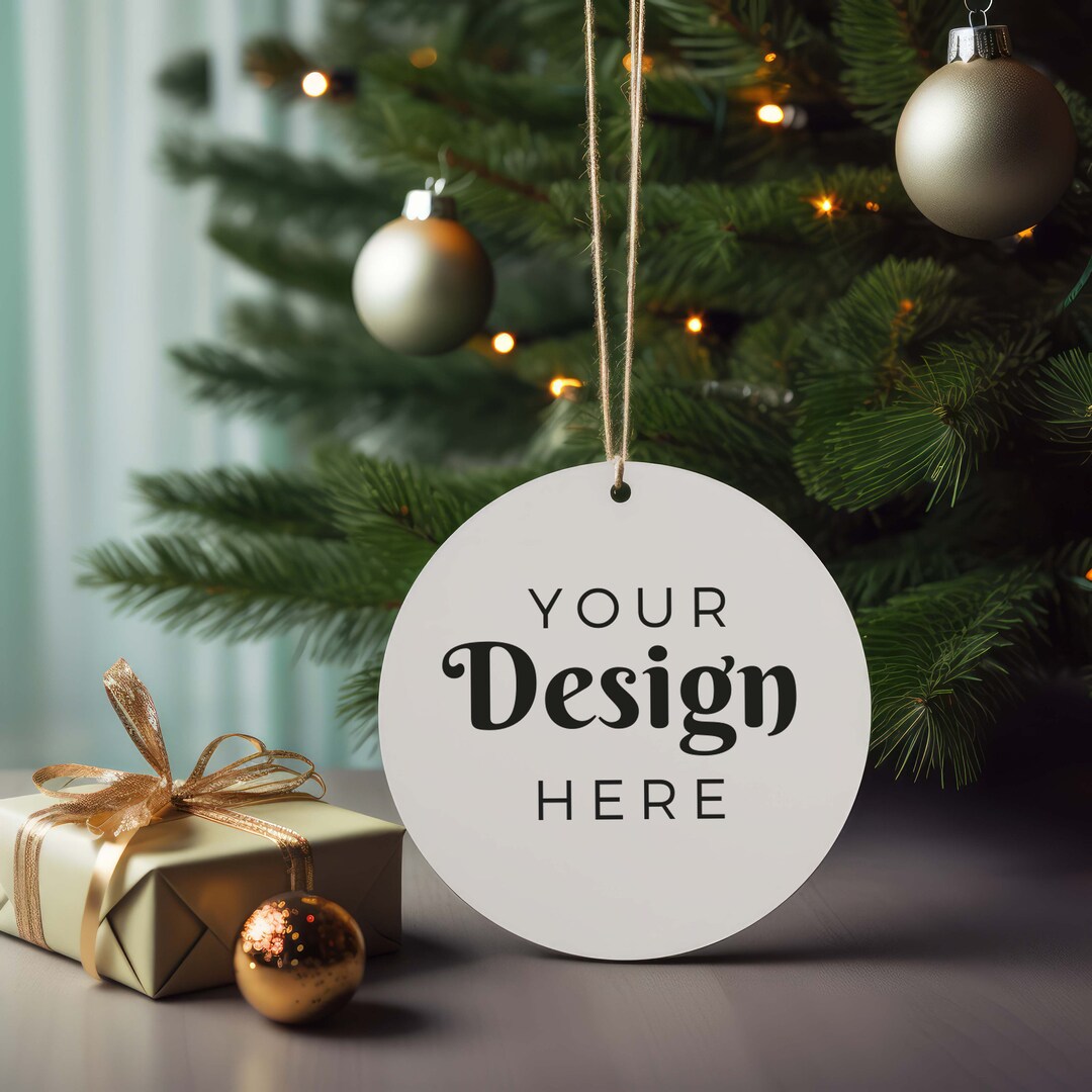 Christmas Ornament Mockup, Round Ceramic Ornament Mockup, Christmas ...
