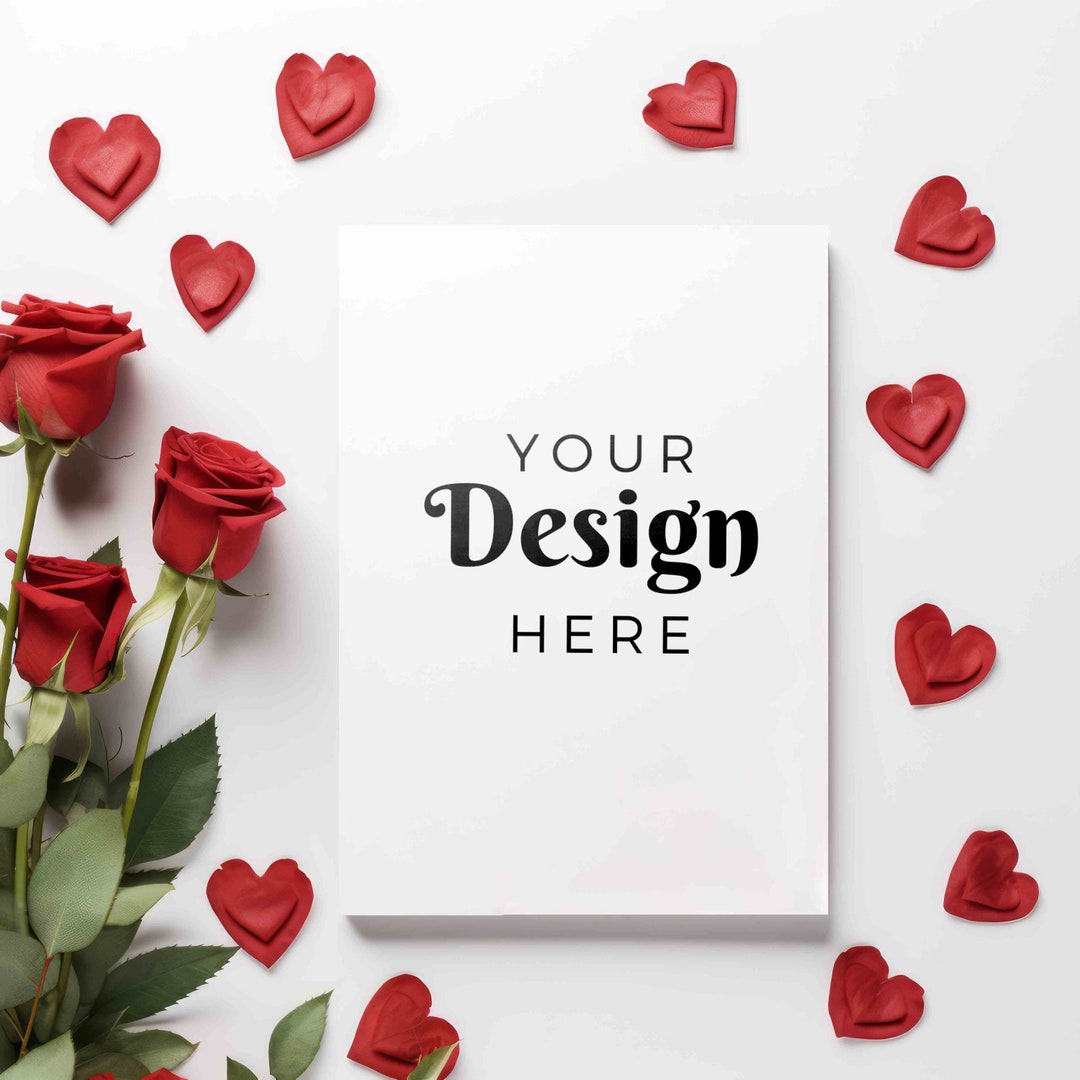 5x7 Valentine Card Mockup, Valentine's Day Mockup, Stationary Mockup ...