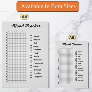 Printable Mood Tracker, A4 Journal Page, A5 Journal Page, Yearly ...