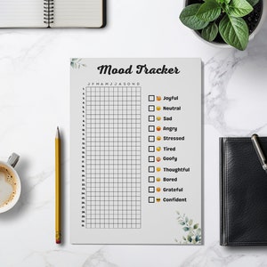 Printable Mood Tracker, A4 Journal Page, A5 Journal Page, Yearly ...