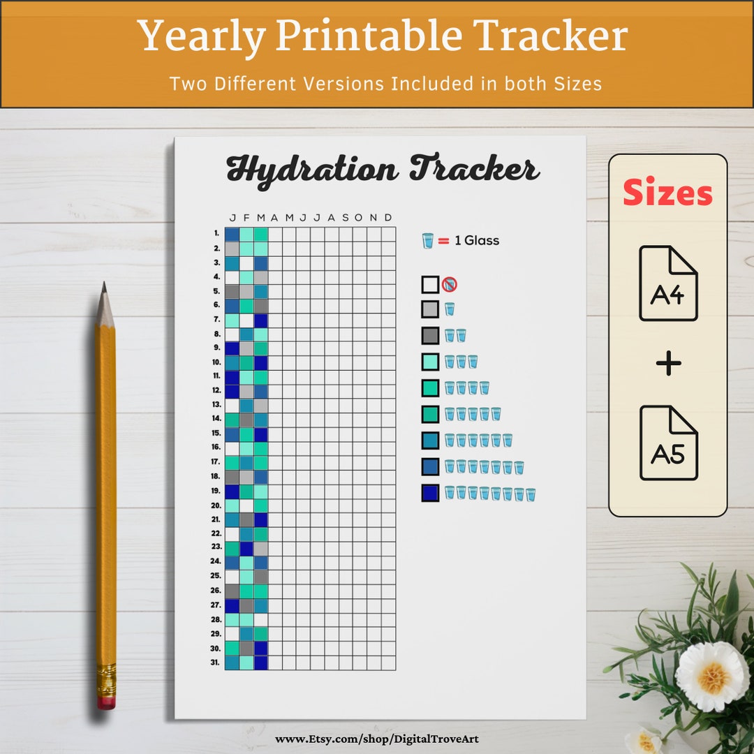 Printable Water Tracker, Hydration Tracker, A5 Journal Page, Printable ...