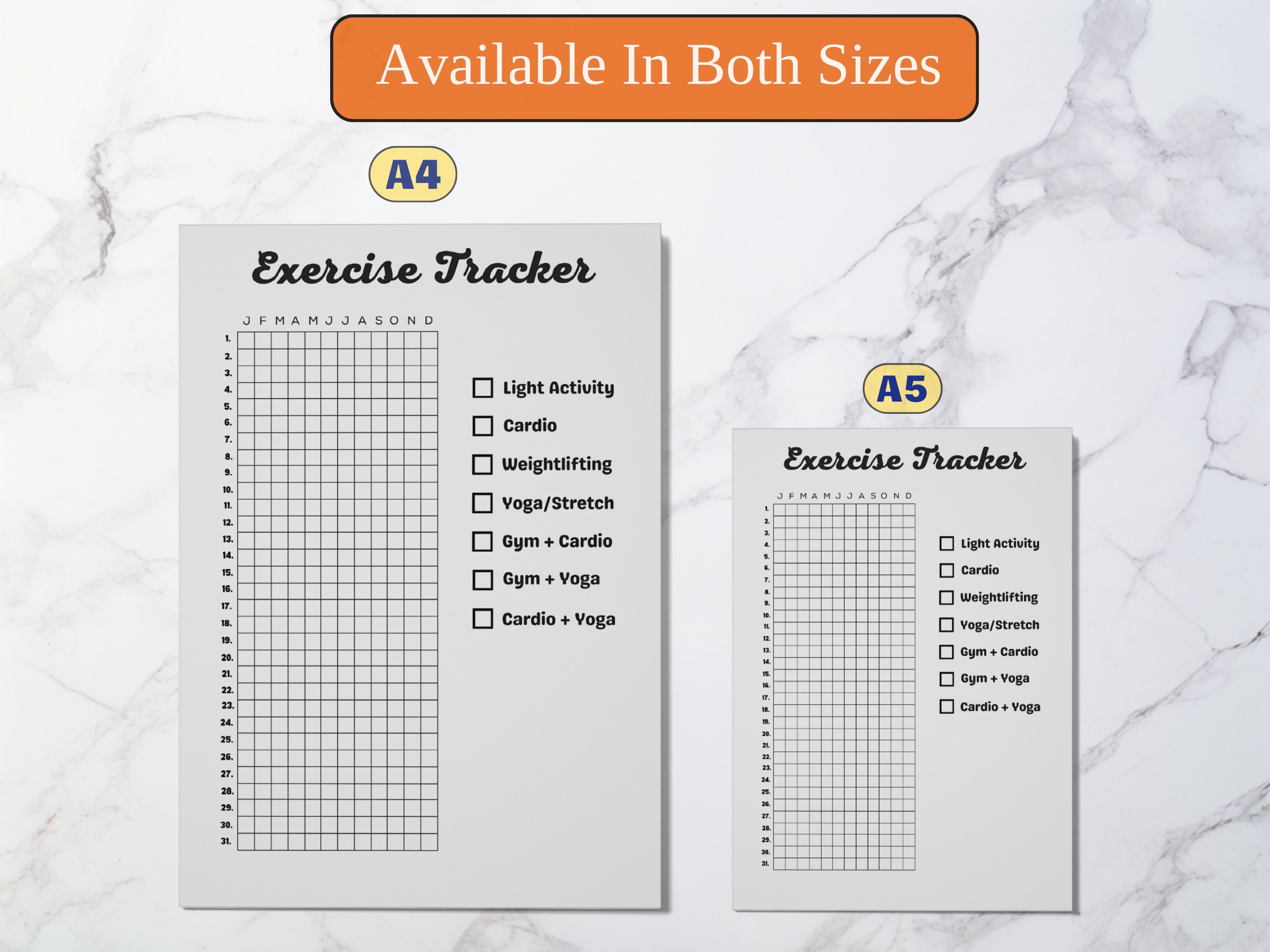 Printable Exercise Tracker, A4 Journal Page, A5 Journal Page, Printable ...