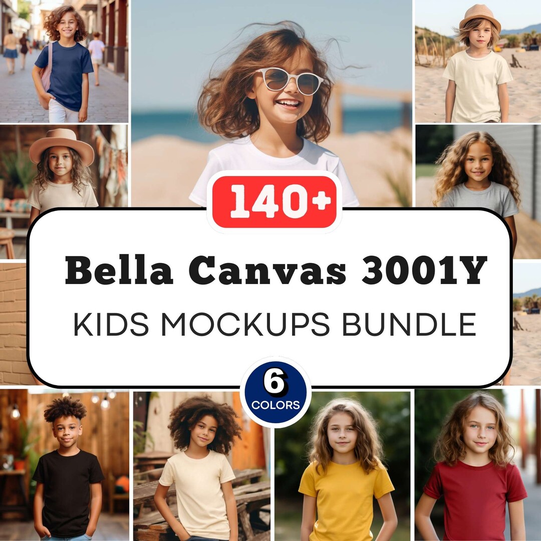 Kids T-shirt Mockup Bundle, Bella Canvas 3001Y Mockup Bundle, Whole ...