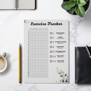 Printable Exercise Tracker, A4 Journal Page, A5 Journal Page, Printable ...