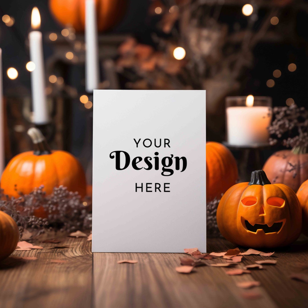 Halloween Card Mockup, 5x7 Card Mockup, Greeting Card Mockup, Halloween ...