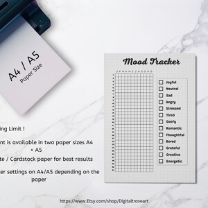 Printable Mood Tracker, A4 Journal Page, A5 Journal Page, Yearly ...