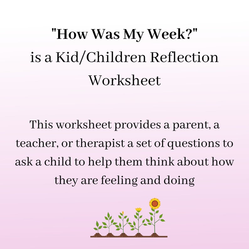 How Was My Week Kid Children Self-reflection Worksheet, Parenting Tool ...