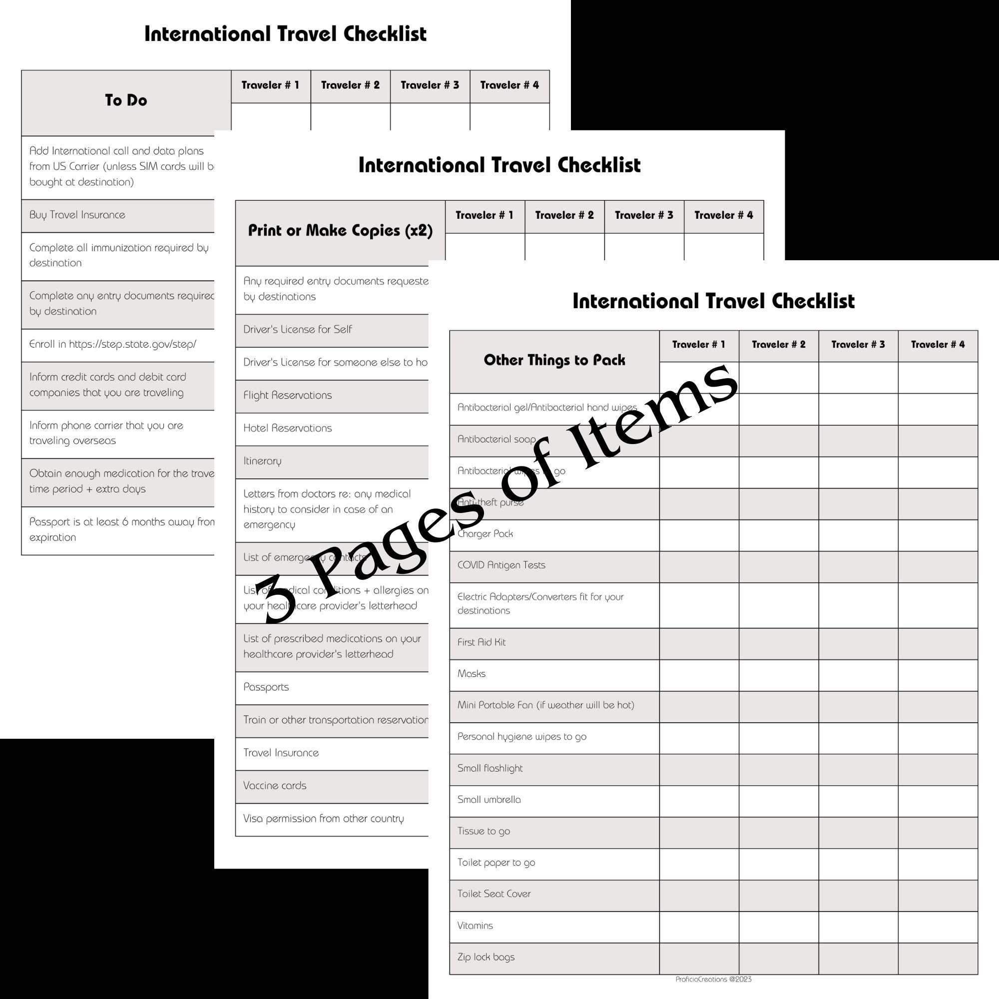 International Travel Checklist Digital and Printable Light - Etsy