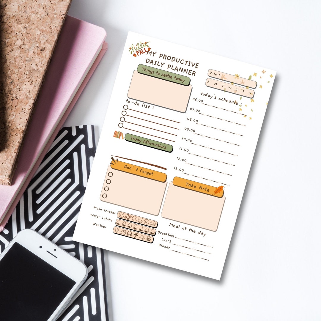 Daily Planner Printable Minimal, Daily Student Planner Printable ...