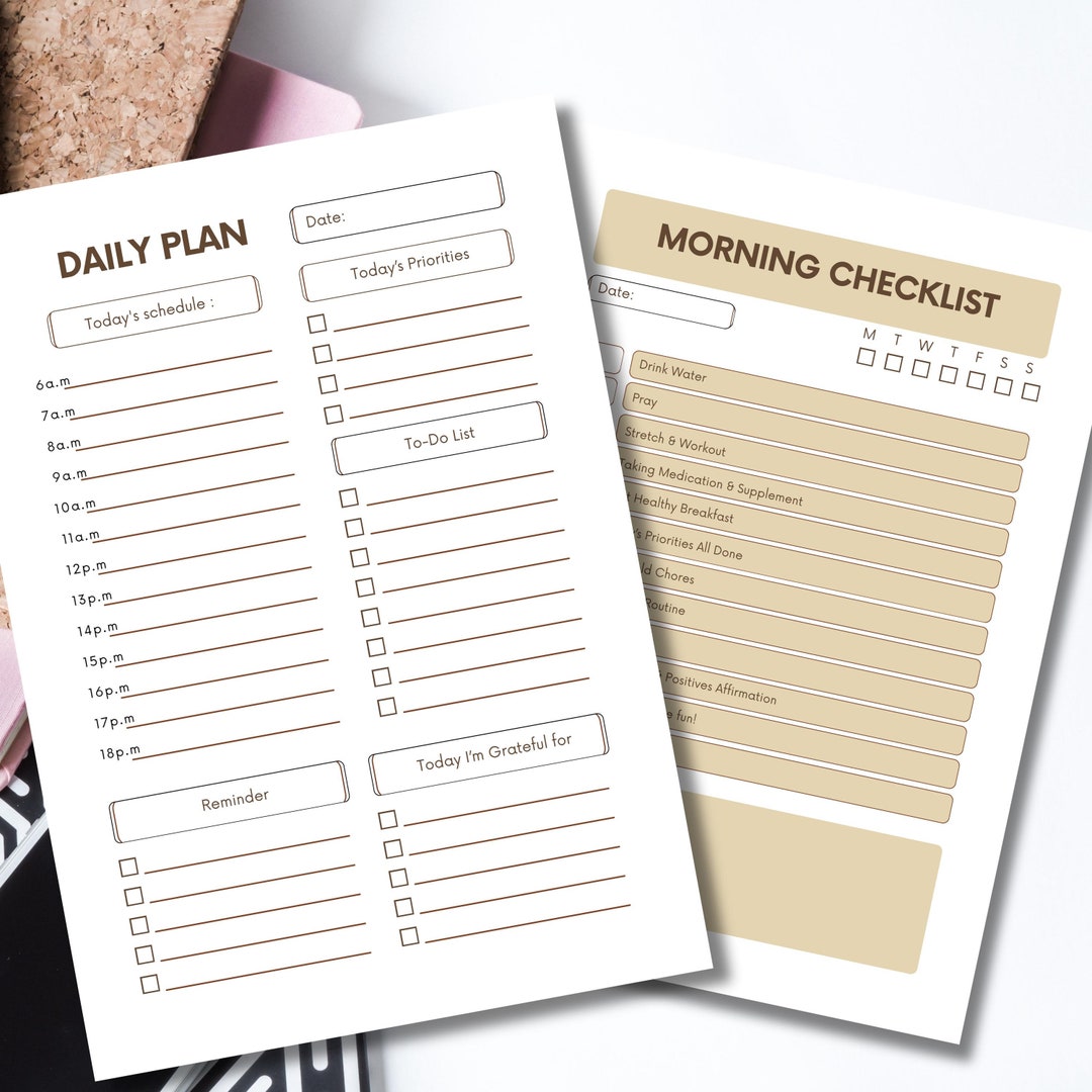 Daily Plan, Hourly Daily Plan, Printable Daily Plan, Selfcare Planner ...