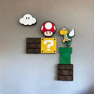 Mario-inspired Wooden Wall Decor | Gamer Room & Kids Bedroom Video Game ...