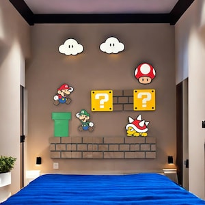 Mario-inspired Wooden Wall Decor | Gamer Room & Kids Bedroom Video Game ...