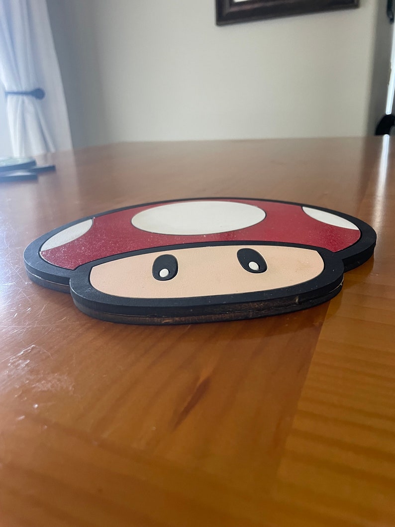 Mushroom Wooden Wall Decor – Mario-inspired Gamer Room Art | Hand ...