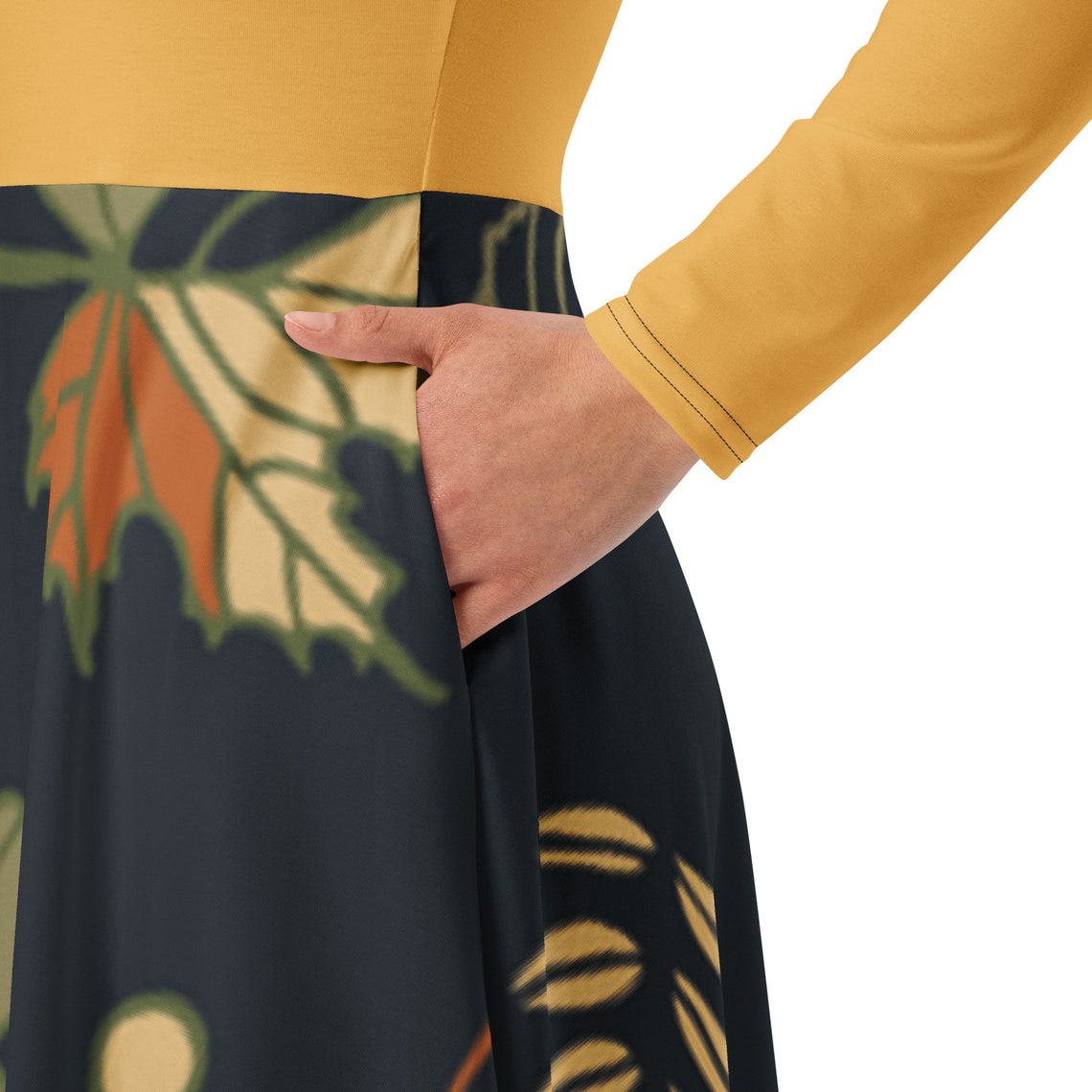 Fall Leaves Long Sleeve Midi Dress - Etsy