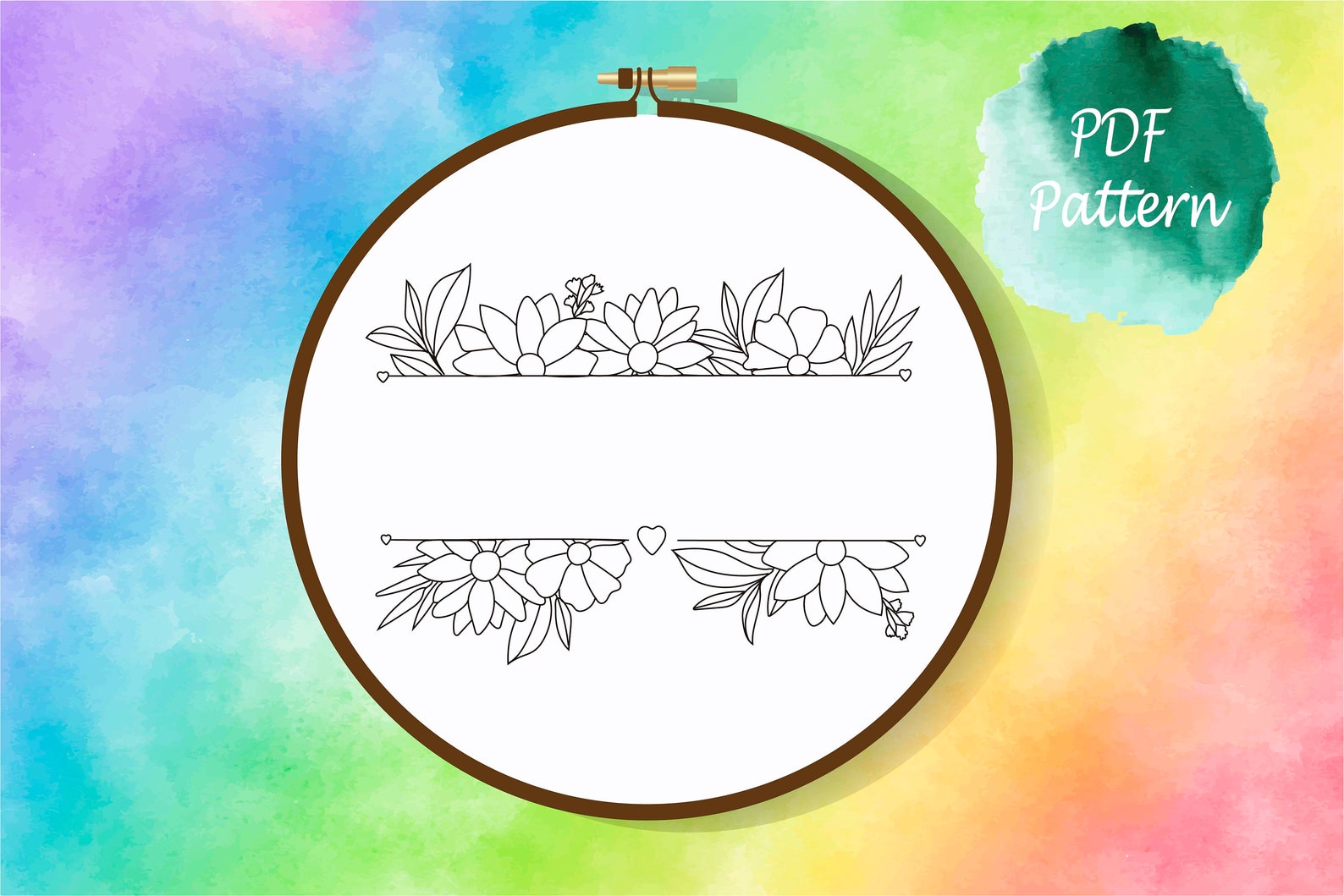 Floral Split Frame ~ Floral Border for Blouse ~ Embroidery Pattern for ...