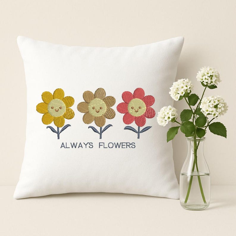 Happy Floral Machine Embroidery Pattern – Always Flowers Embroidery ...