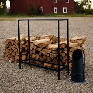 Metal Firewood Rack, Modern Design Firewood Storage, Durable Steel ...