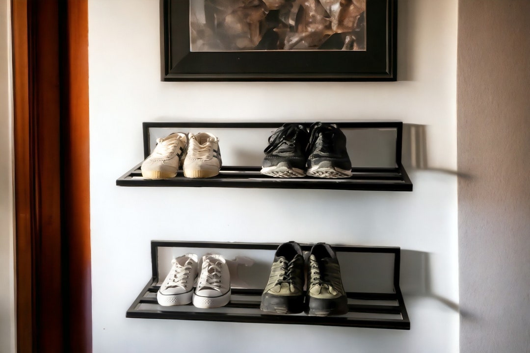 Wall Mounted Metal Shoe Rack: Modern Entryway Organizer - Etsy