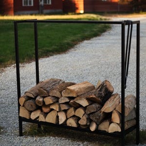 Metal Firewood Rack, Modern Design Firewood Storage, Durable Steel ...