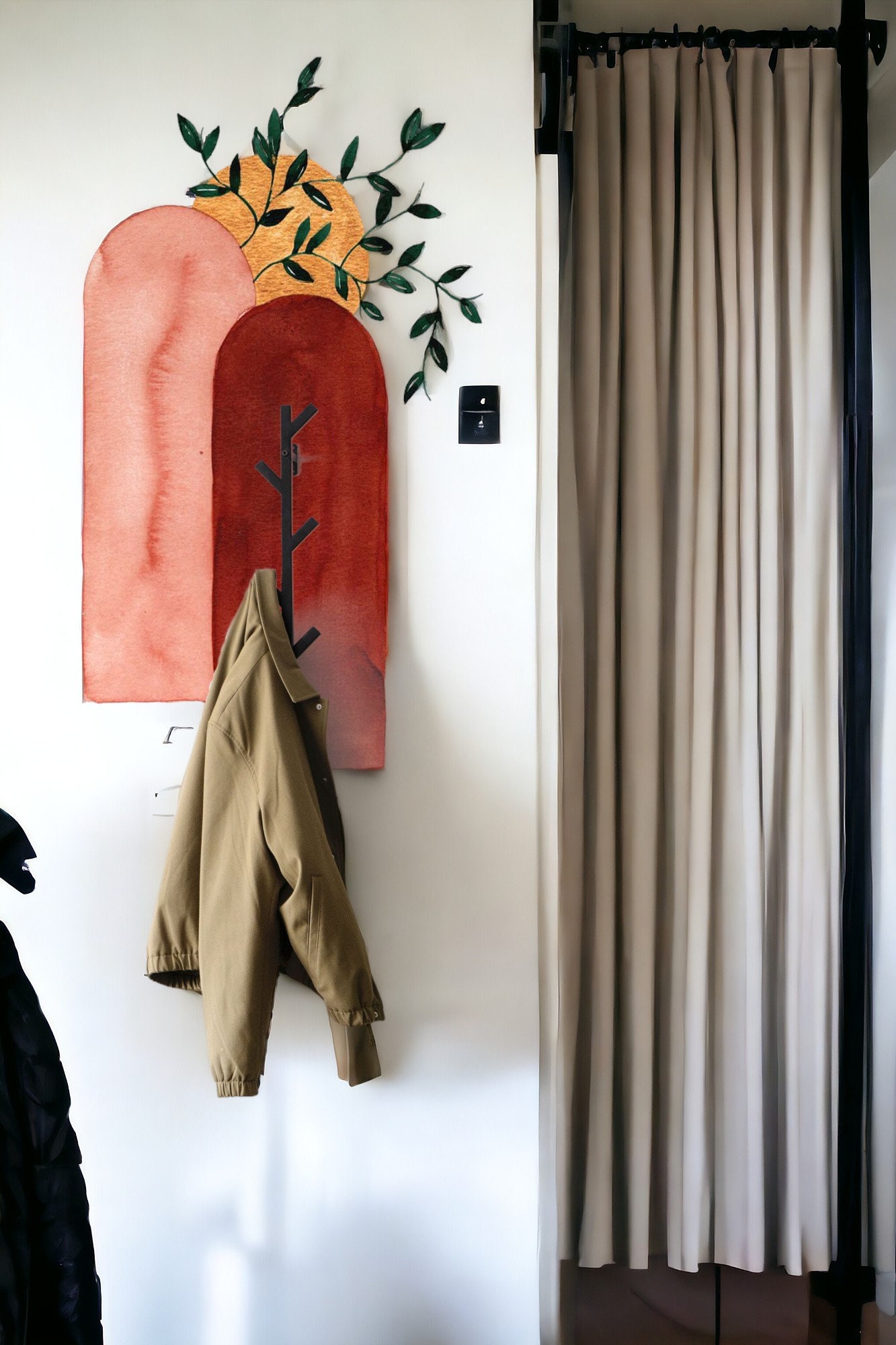 Minimalist Wall Mounted Metal Hanger, Metal Wall Mounted Coat Rack ...