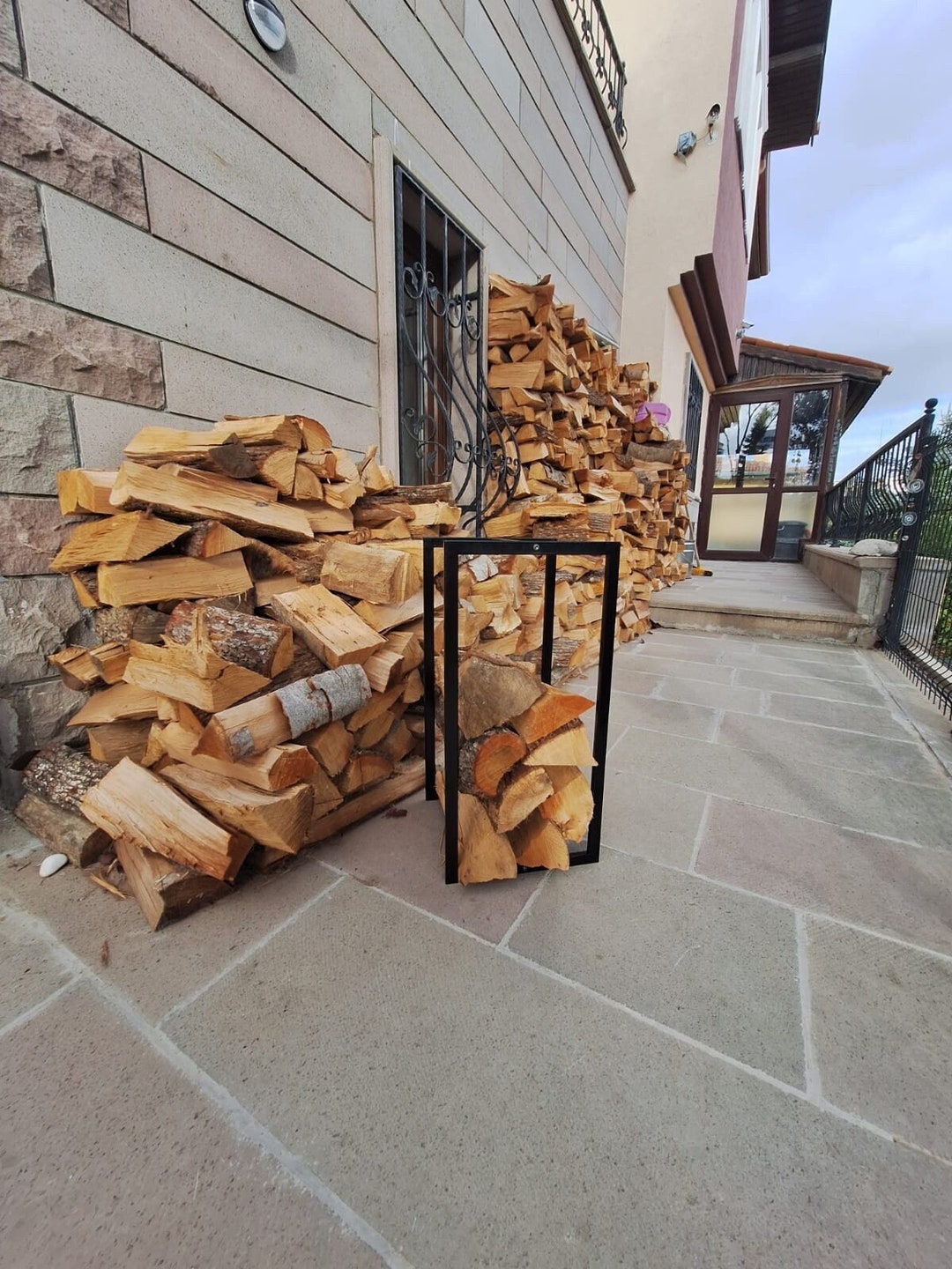 Metal Firewood Rack, Minimalist Portable Log Storage, Fireplace ...
