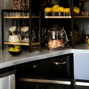 2 Shelves Solid Wood Metal Counter Top Kitchen Shelf, Kitchen Organizer ...