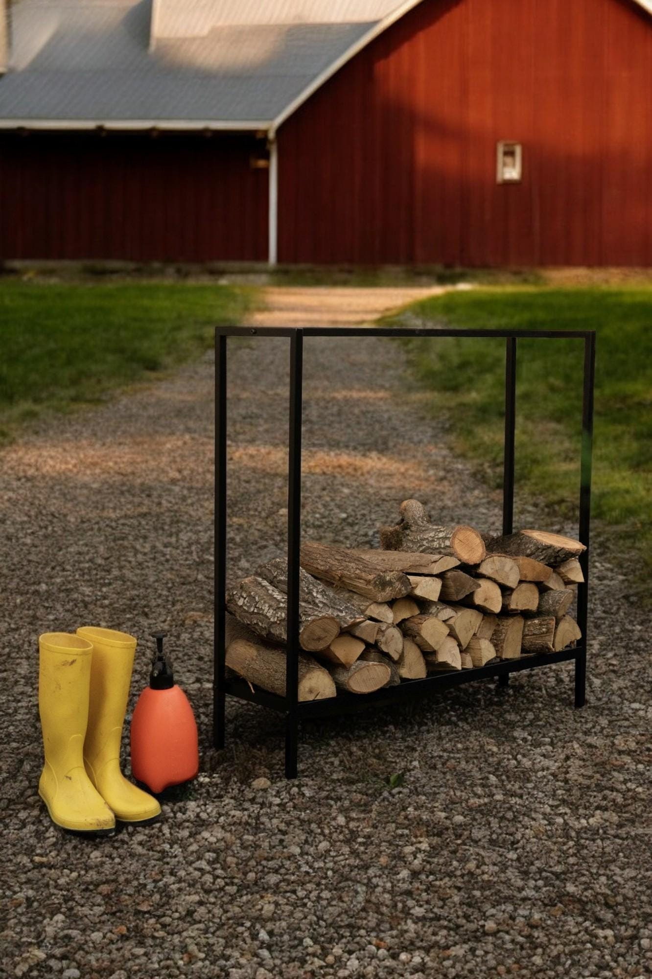 Metal Firewood Rack, Modern Design Firewood Storage, Durable Steel ...