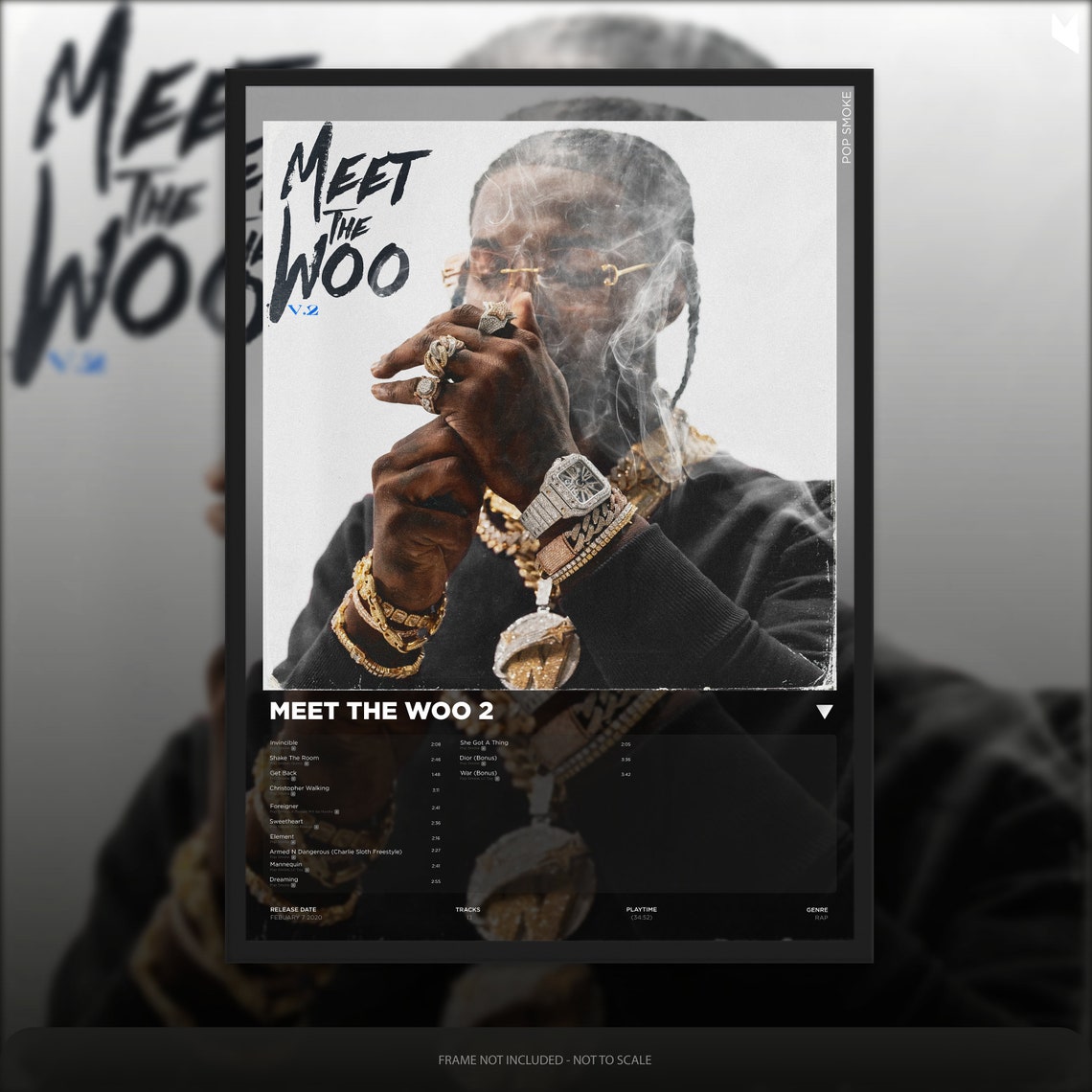 Meet the Woo 2 Pop Smoke Album Poster, Minimalist Music Song Art, Wall ...