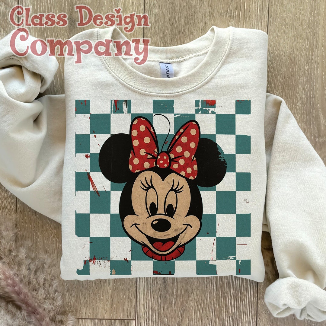 3 FILES, Retro Checkered Minnie Png, Family Vacation Png, Family Trip ...