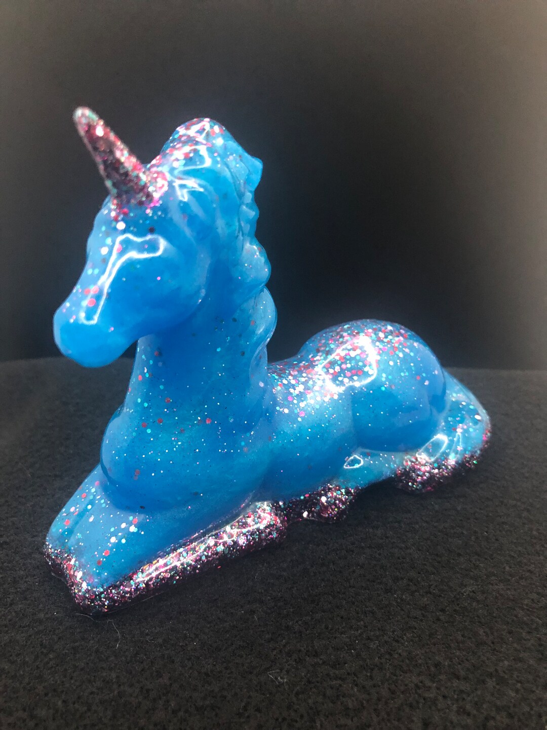 Handmade Resin Baby Blue Unicorn With Pink/purple/blue Glitter, Unique ...