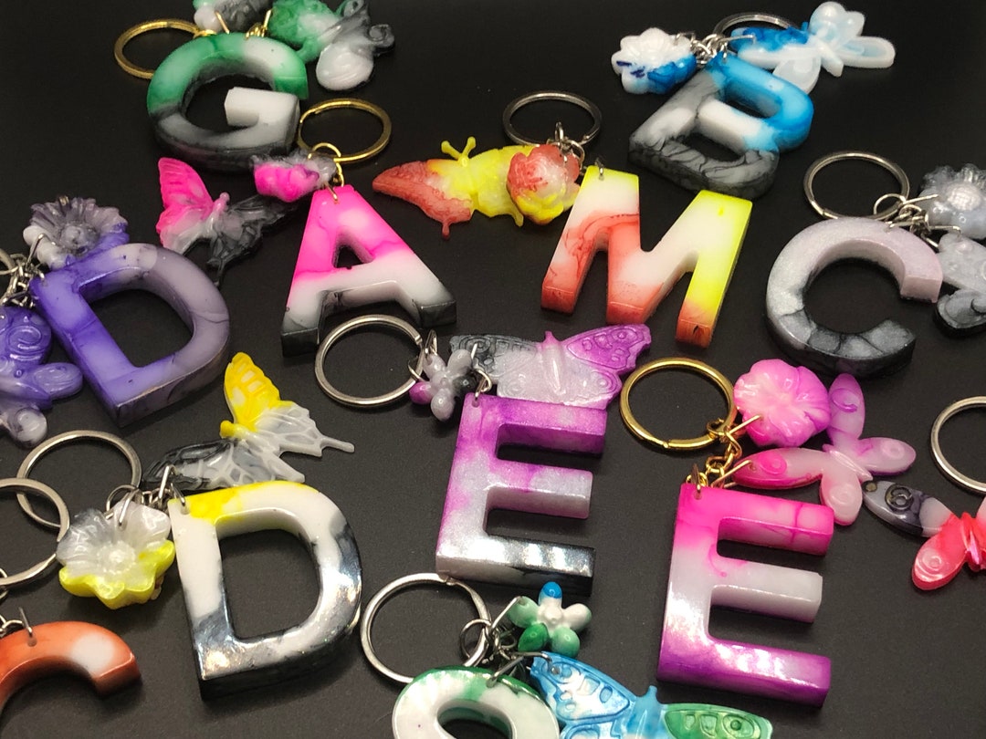 Custom 'tie Dye' Letter Keychains With Flowers and - Etsy