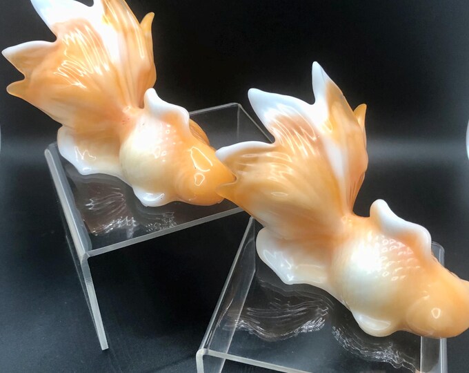 Fancy Tailed Goldfish, Handmade Resin Gold and White Fancy Tailed ...