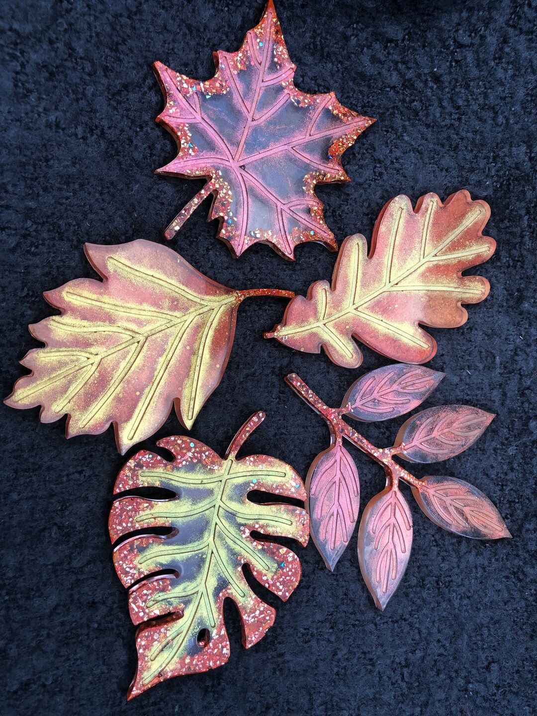 Autumn Resin Leaves, Autumn Metallic Leaves, Unique Fall Decor, Unique ...