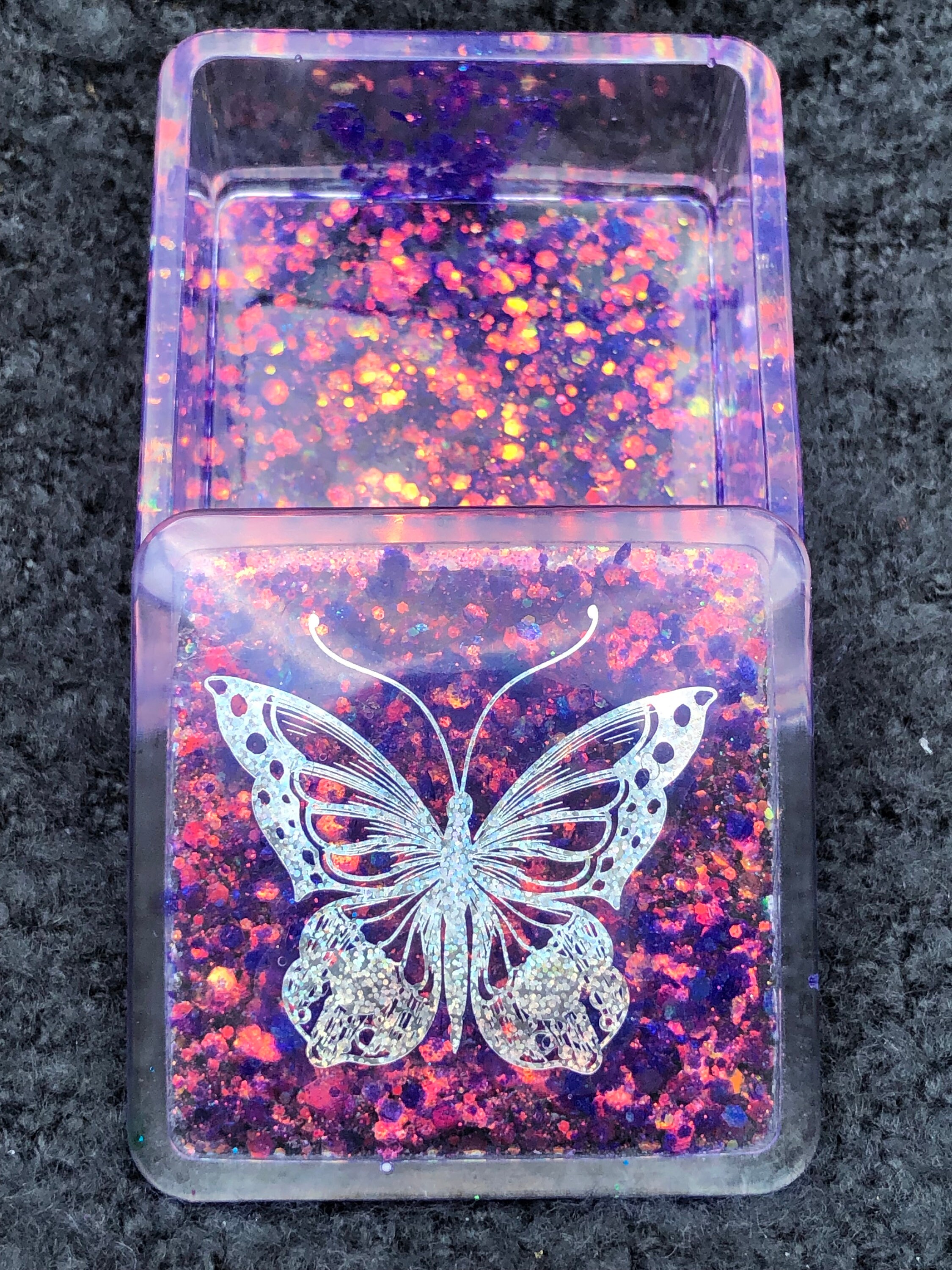 Purple Butterfly Trinket Box, Pink & Purple Butterfly Square Keep Sake ...