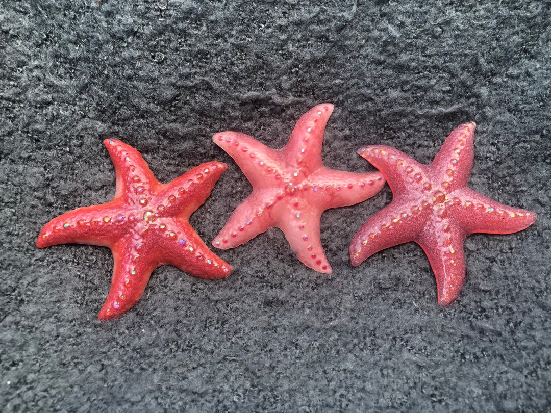 Set of 3 Red Starfish, Red Marine Life Décor, 3 Shades of Red Starfish ...