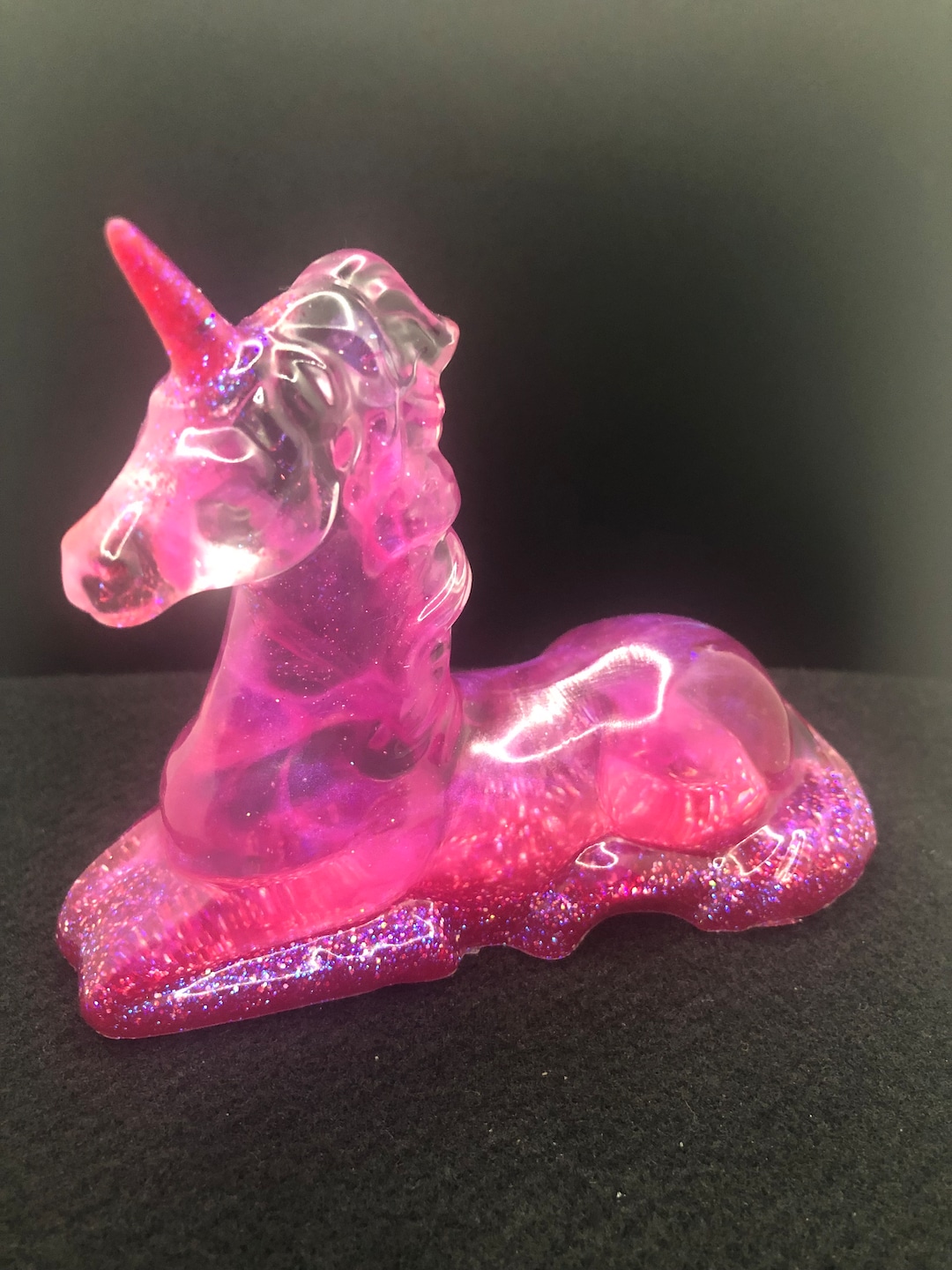 Handmade Resin Hot Pink Color Shifting Unicorn Figurine, Pink/purple ...