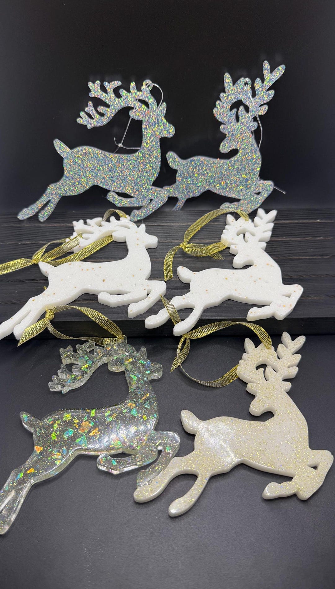 Handmade Resin Reindeer Christmas Ornaments, Sets & Single Reindeer ...
