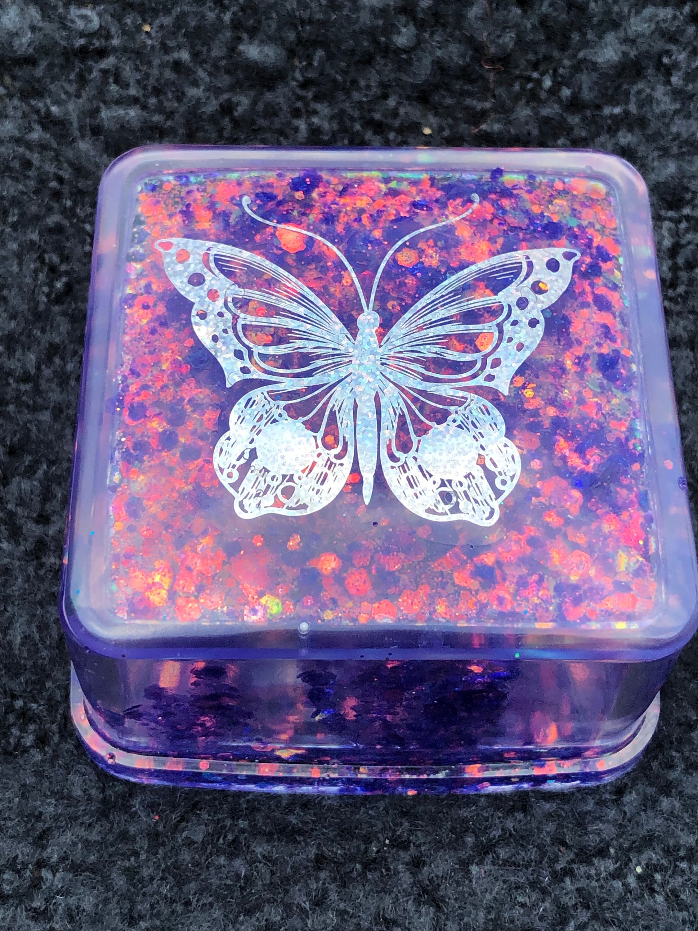 Purple Butterfly Trinket Box, Pink & Purple Butterfly Square Keep Sake ...