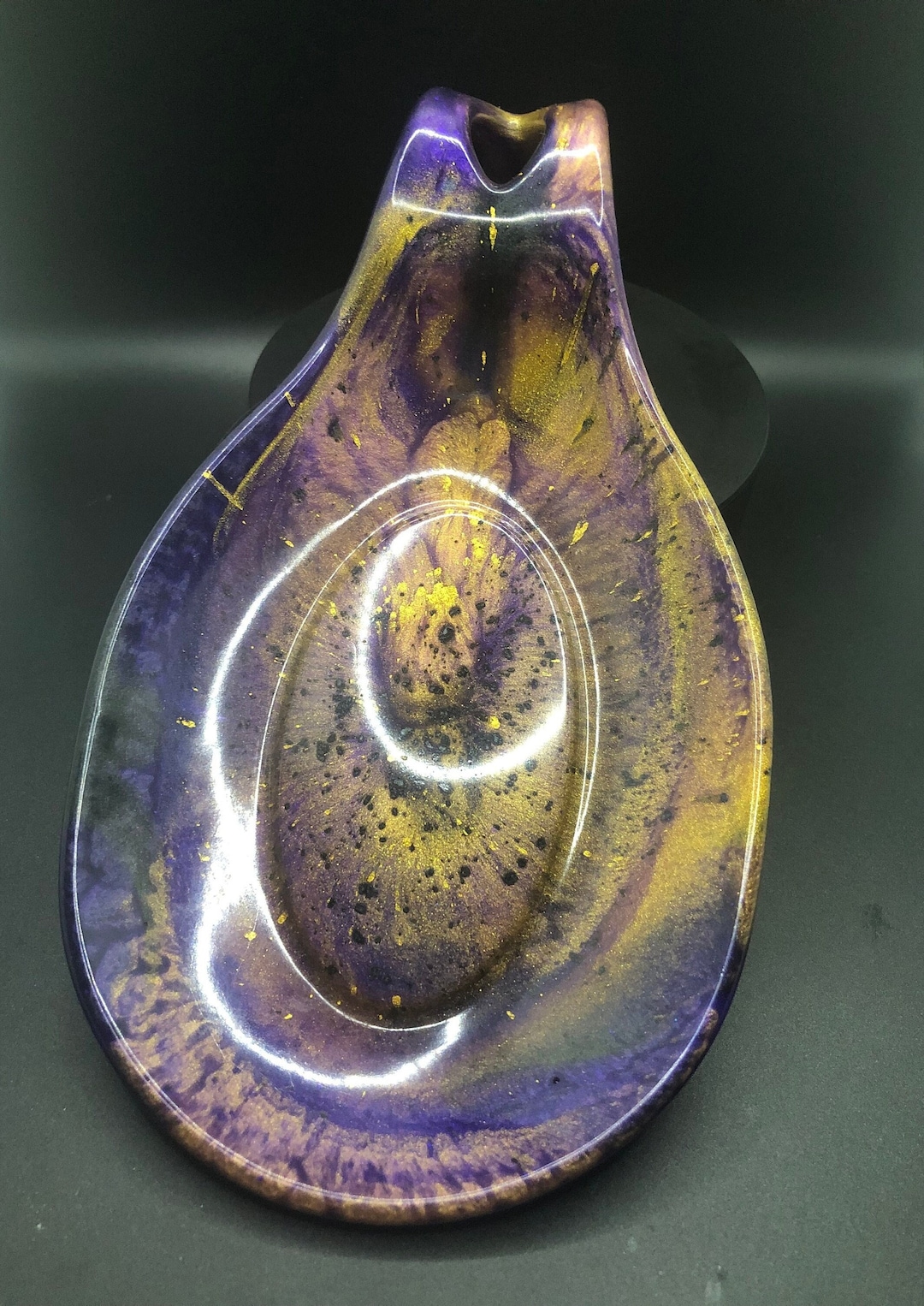 Purple/black/gold Resin Made Spoon Rest, Unique Kitchen Tool ...